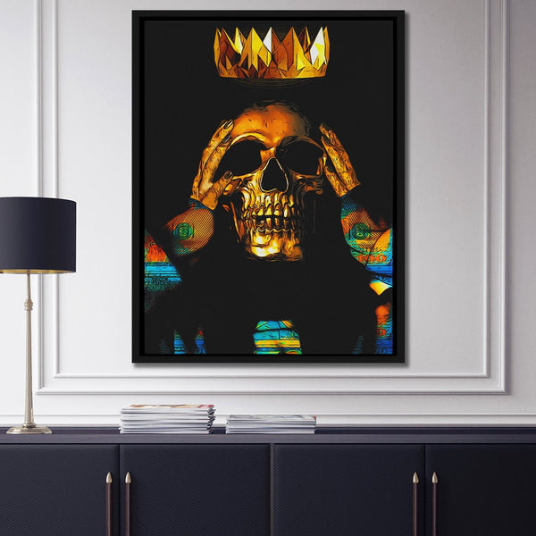 Midas Touch - Skeleton King & Gold Skull Canvas Wall Art - Luxury Wall Art