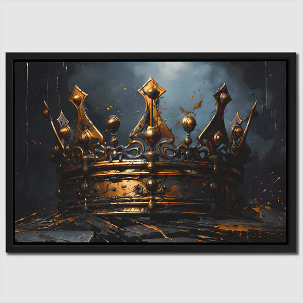 Black & Gold Crown Painting for Royal Spaces - Luxury Wall Art