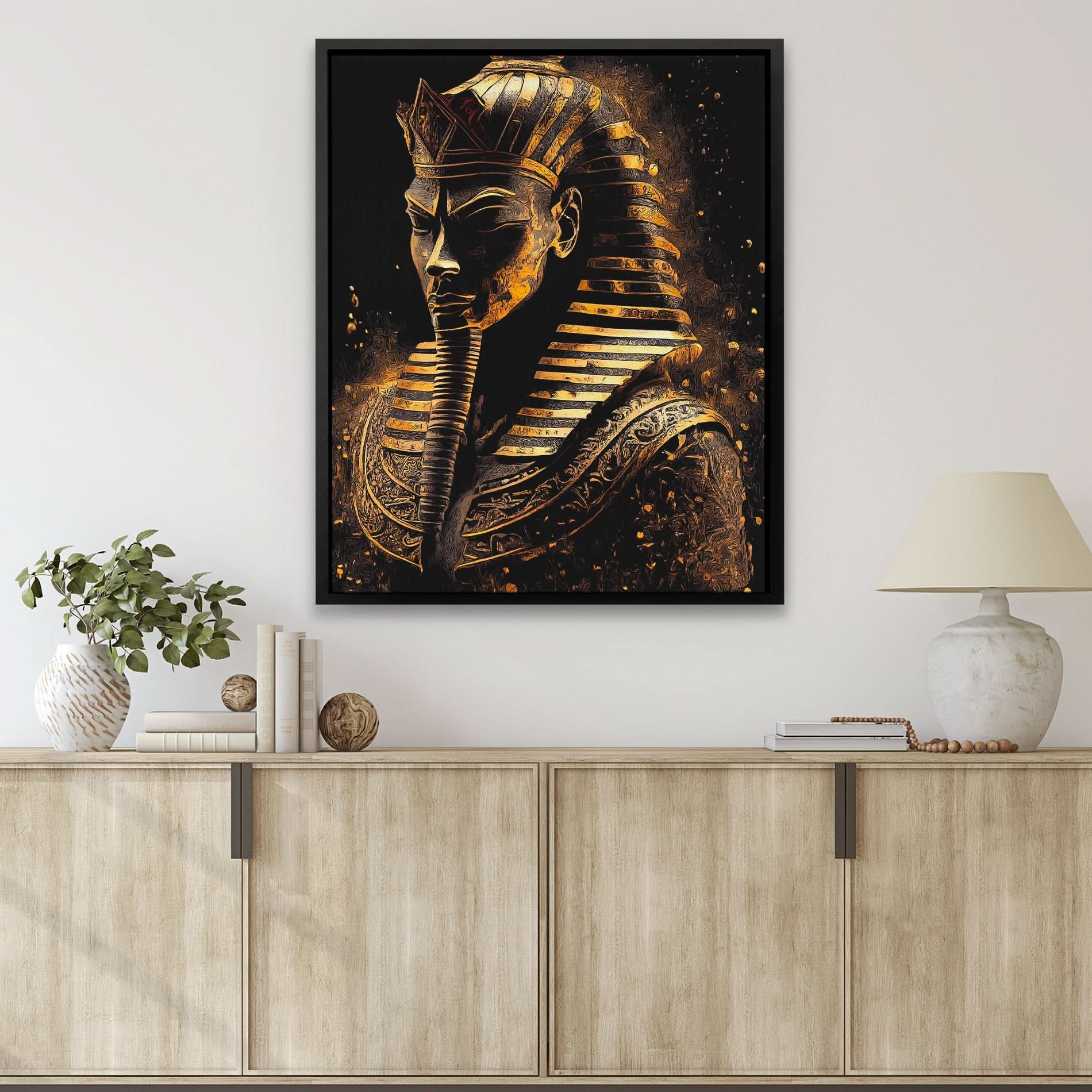 Mighty Pharaoh Painting: Black Egyptian Art - Luxury Wall Art