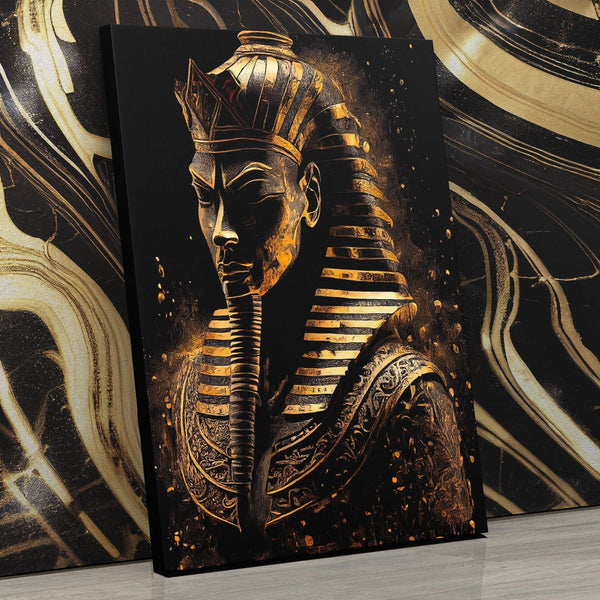 Mighty Pharaoh Painting: Black Egyptian Art - Luxury Wall Art