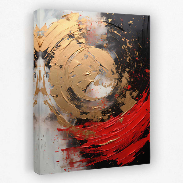 Ruby Essence: Luxury Red Gold Abstract Wall Art Print - Luxury Wall Art