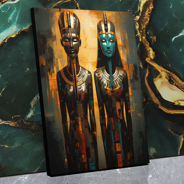 Egyptian King and Queen Canvas - Black and Gold Royalty Art - Luxury ...