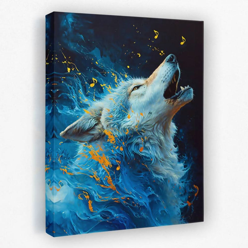 Singing Wolf - Howling Wolf Canvas Print - Luxury Wall Art